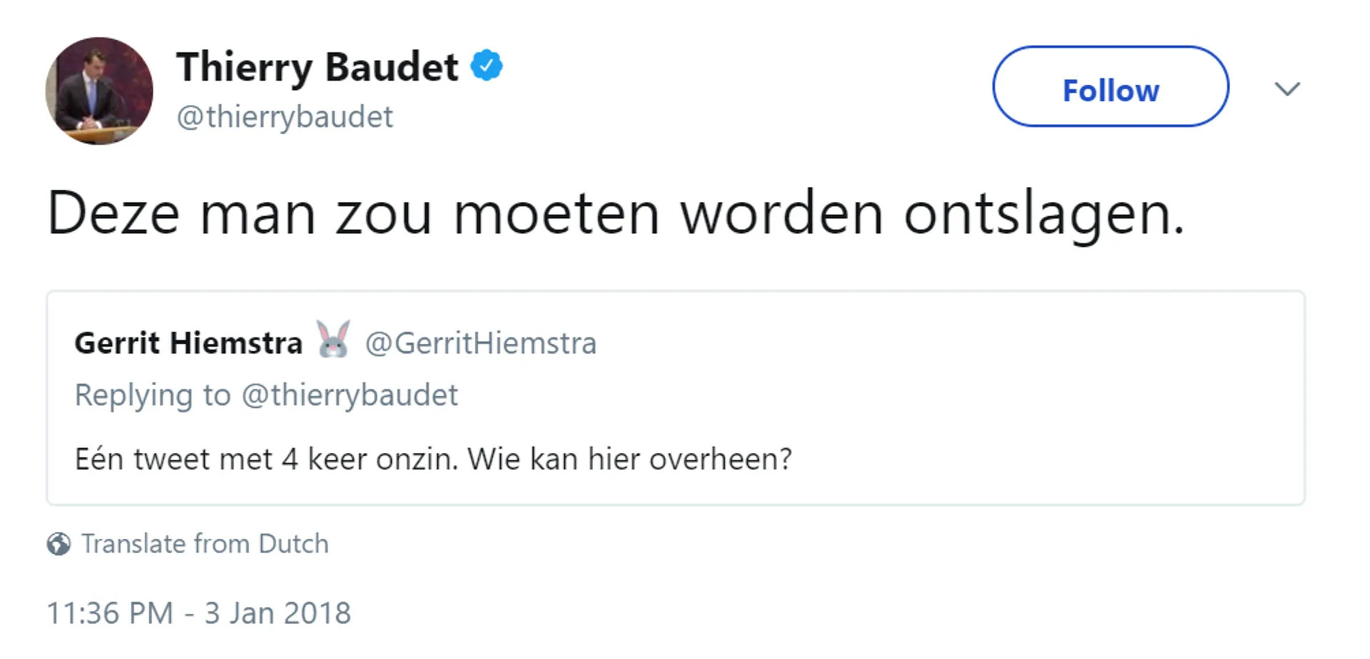 Baudet roept op tot ontslag NOS-weerman Gerrit Hiemstra - Joop - BNNVARA